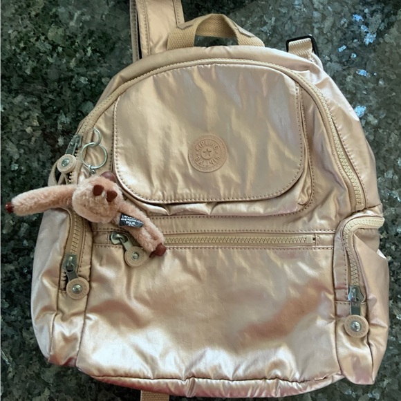 Kipling | Bags | Kipling Metallic Pink Backpack | Poshmark